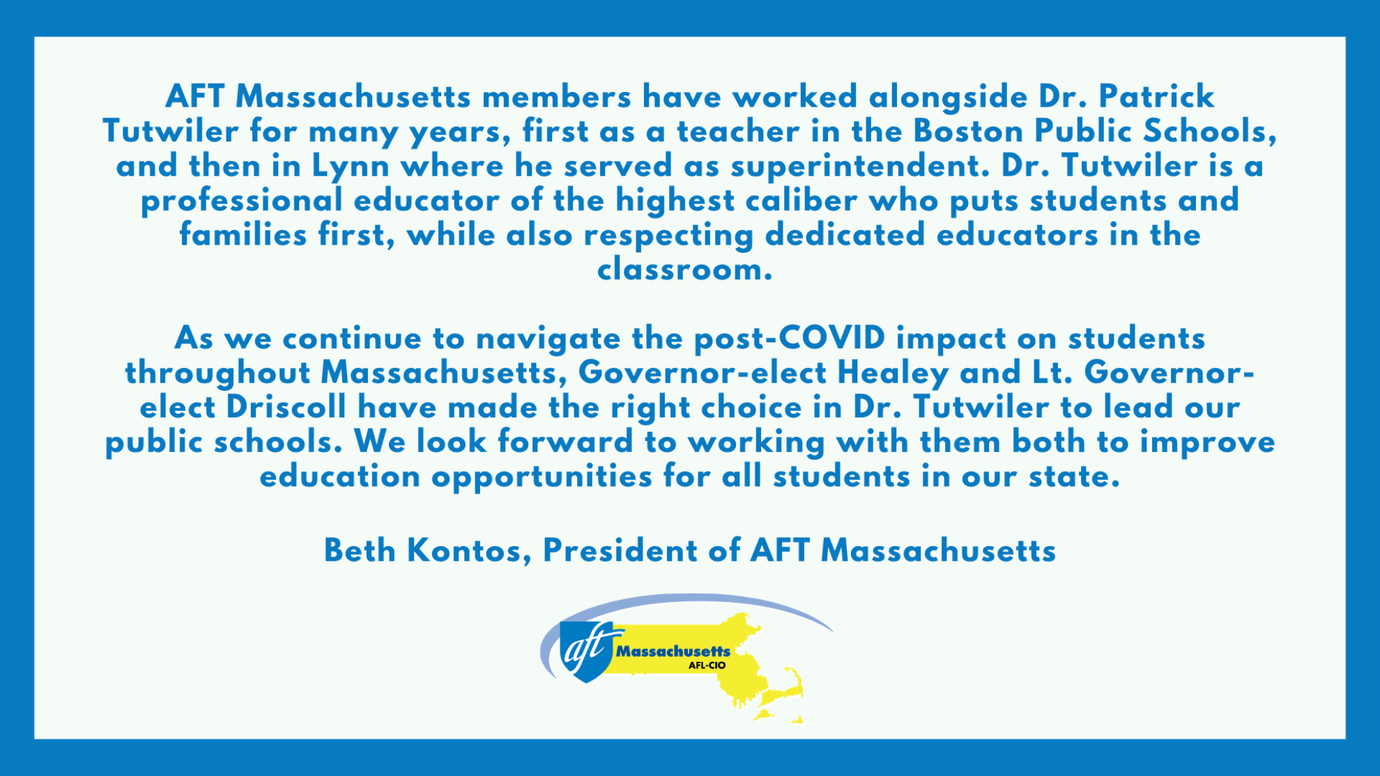 AFT Massachusetts Applauds Healey Driscoll Team for Appointing Tutwiler ...